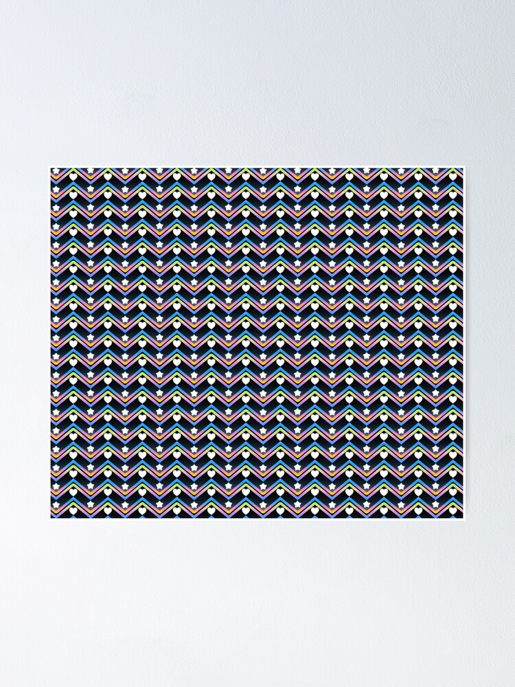 "Rainbow zig-zag hearts and stars black" Poster by pantarheiarts ...