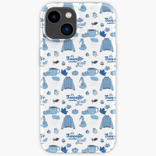 "Light Blue Aesthetic Sweater Weather Fall Sticker Pack" iPhone Case ...