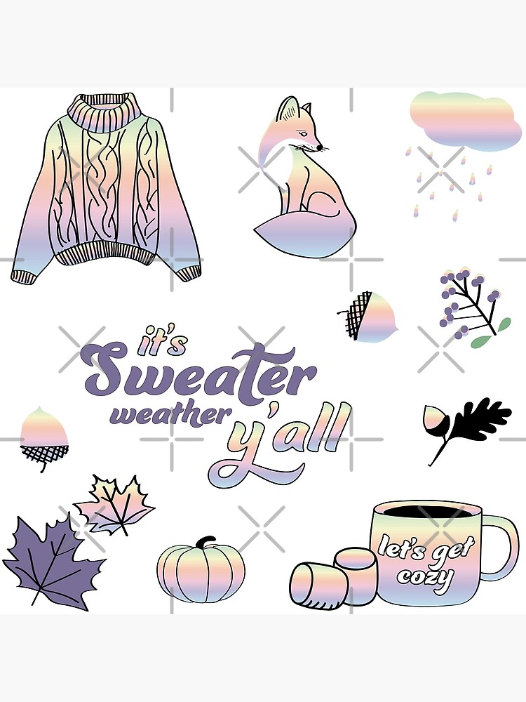 "Pastel Rainbow Aesthetic Sweater Weather Fall Sticker Pack" Canvas ...