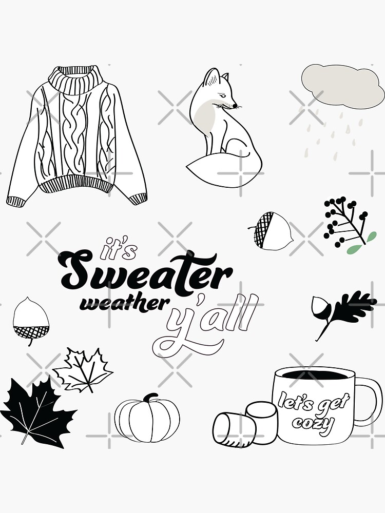 "White Aesthetic Sweater Weather Fall Sticker Pack" Sticker by The ...