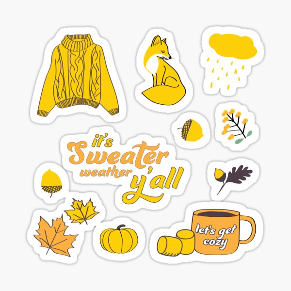 "Yellow Aesthetic Sweater Weather Fall Sticker Pack" Sticker by The ...