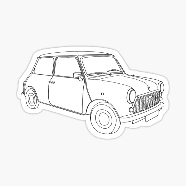 "Classic Mini drawing - black lines version" Sticker for Sale by ...