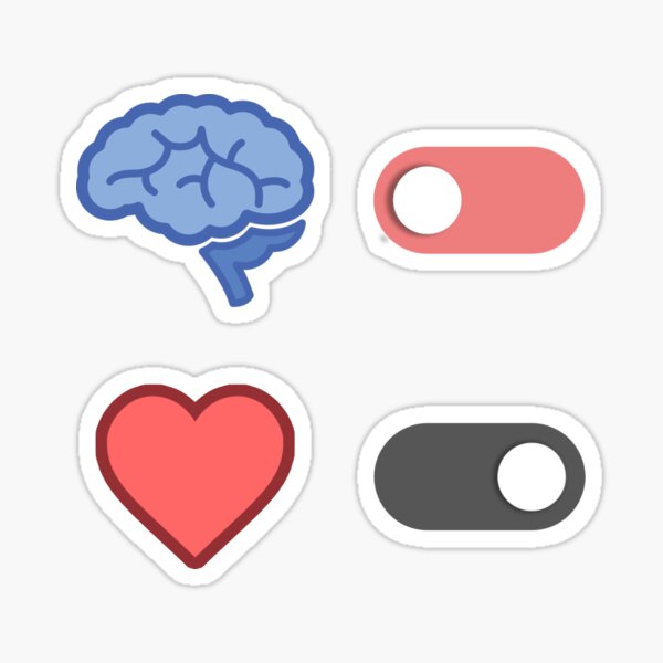 "Fun Brain vs Heart" Sticker for Sale by AsKartongs | Redbubble