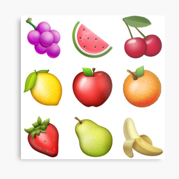 "Obst Emoji Sammlung Sticker Pack" Metallbild von katiehugh | Redbubble