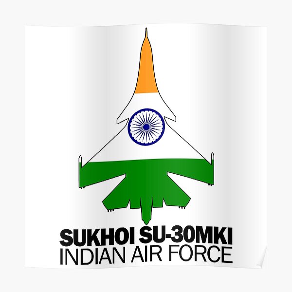 "Sukhoi SU-30MKI Indian Air Force Silhouette Flag" Poster for Sale by ...