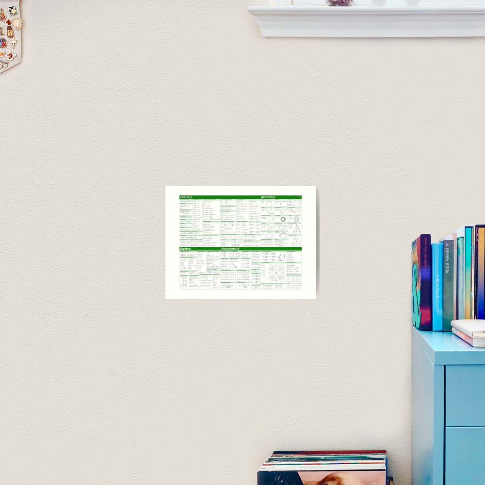 "Math Formula Sheet - Green" Poster for Sale by CongressTart | Redbubble