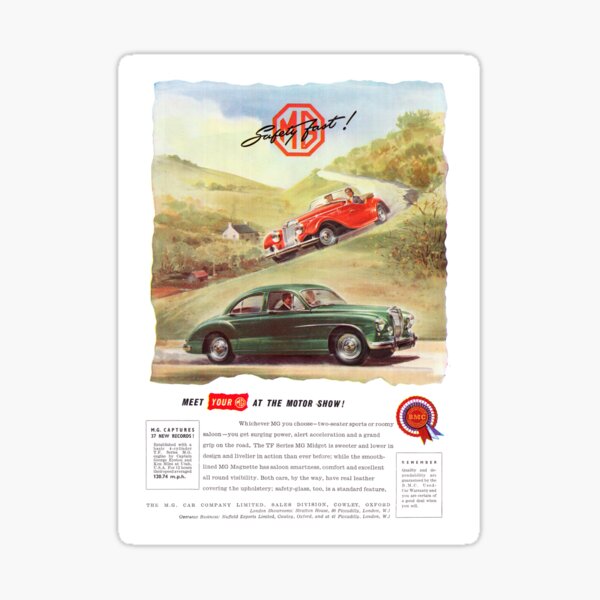 "MG - Safety Fast!" Sticker for Sale by Bloxworth | Redbubble