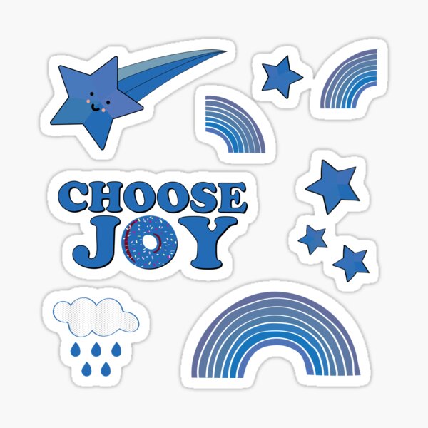 "Blue Cute Rainbow, Shooting Star and Choose Joy Sticker Pack" Sticker ...
