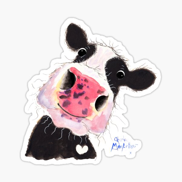 "CoW PRiNT, ANiMaL PRiNT ' ARTHuR ' BY SHiRLeY MacARTHuR" Sticker for ...