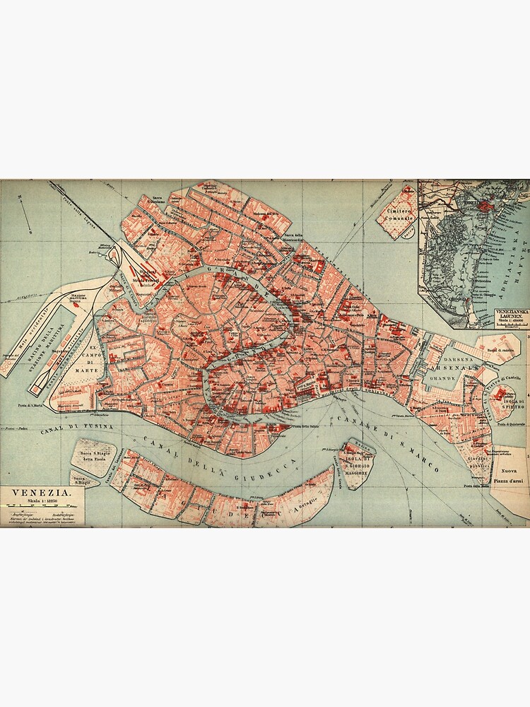 "Vintage Map of Venice Italy (1920)" Art Print for Sale by BravuraMedia ...