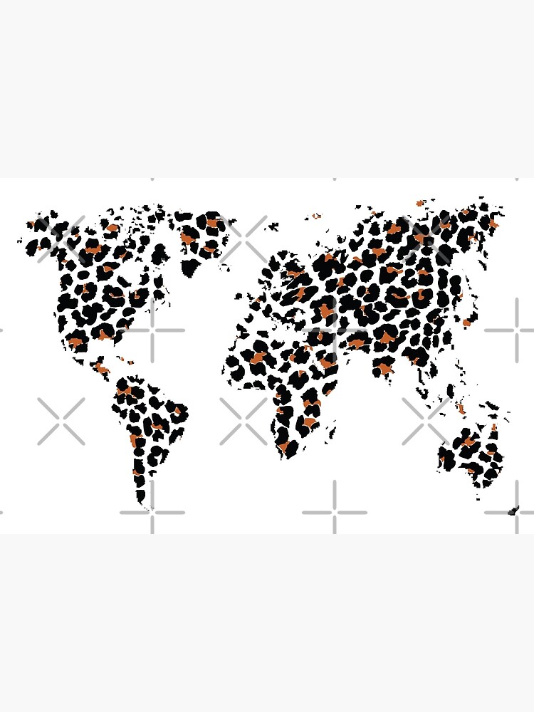 "World map in animal print design, leopard pattern" Framed Art Print ...