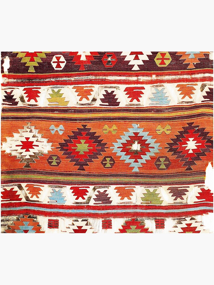 "Konya Central Anatolian Kilim Print" Throw Blanket for Sale by bragova ...