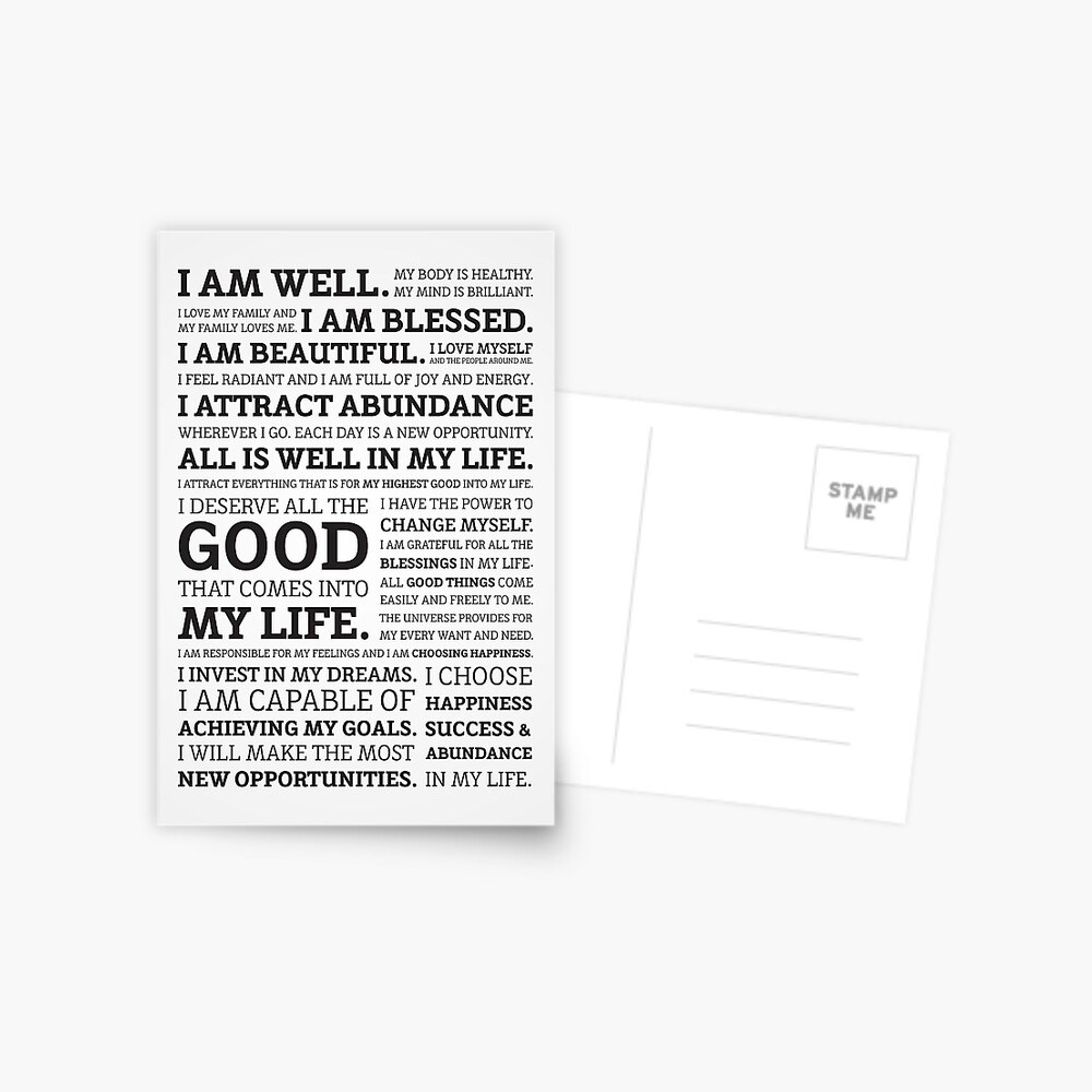 "Positive Affirmations (Black on White/Grey)" Poster for Sale by ...