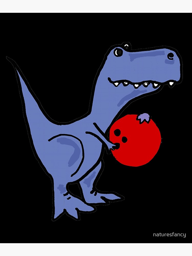 "Funny T-rex Dinosaur Bowling Cartoon" Poster for Sale by naturesfancy ...