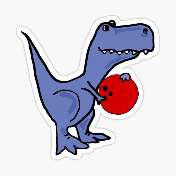 "Funny T-rex Dinosaur Bowling Cartoon" Sticker by naturesfancy | Redbubble