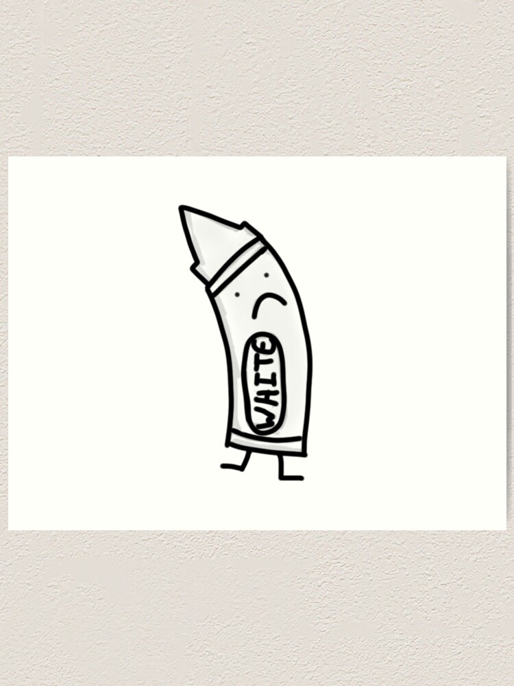 "Sad White Crayon :(" Art Print for Sale by scharmoo | Redbubble