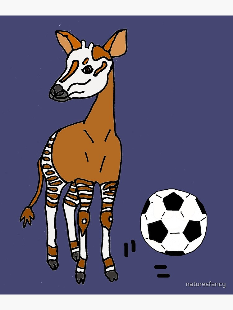 "Funny Okapi Playing Soccer Cartoon" Poster for Sale by naturesfancy ...