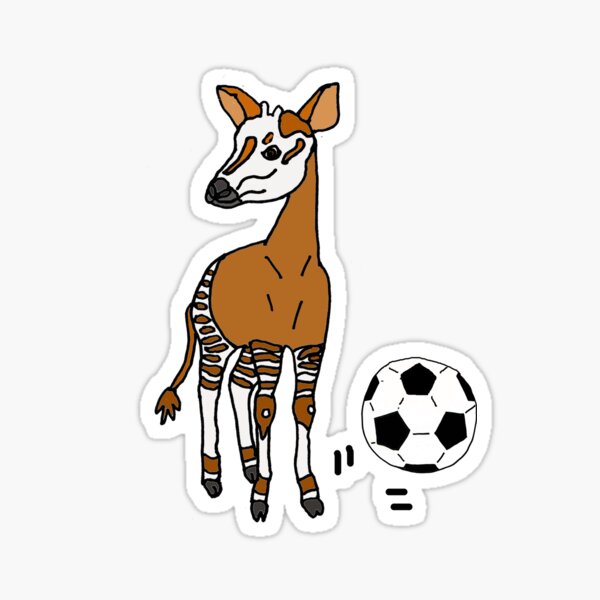 "Funny Okapi Playing Soccer Cartoon" Sticker for Sale by naturesfancy ...