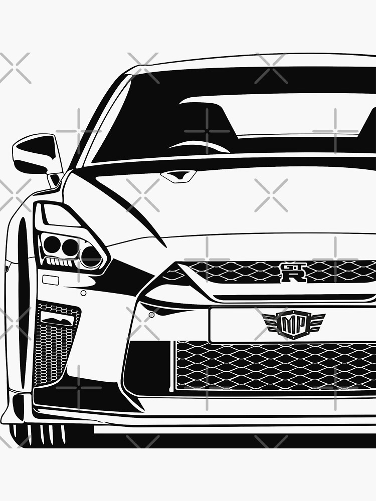 "GT-R R35 (black & white)" Sticker for Sale by MotorPrints | Redbubble