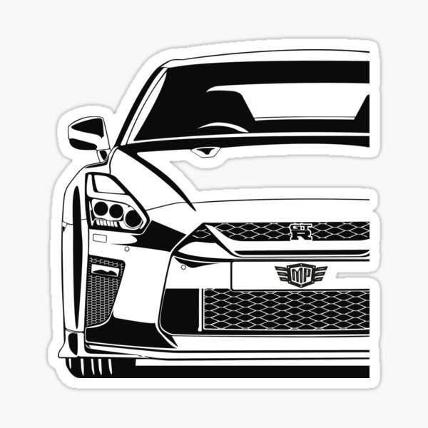 "GT-R R35 (black & white)" Sticker for Sale by MotorPrints | Redbubble