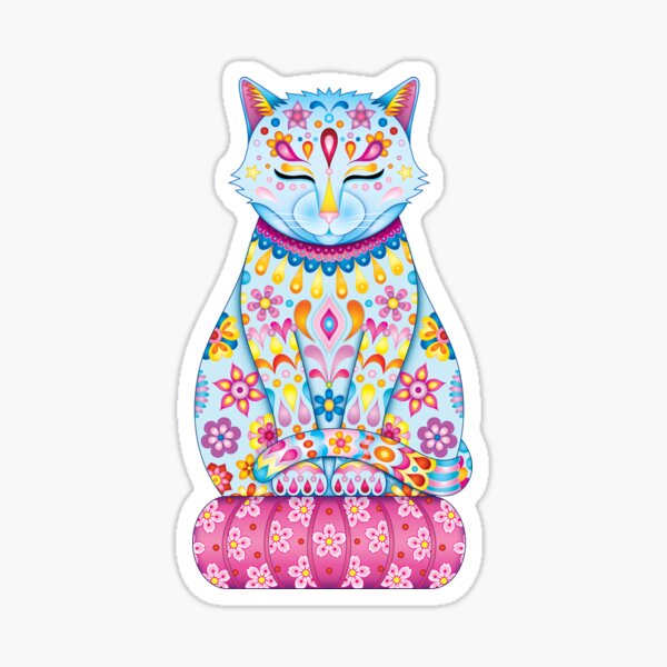 "Zen Cat - Meditating Cat" Sticker for Sale by Thaneeya McArdle | Redbubble