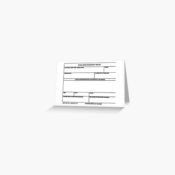 "USAF Form 341 - Excellence/Discrepancy Report" Greeting Card for Sale ...