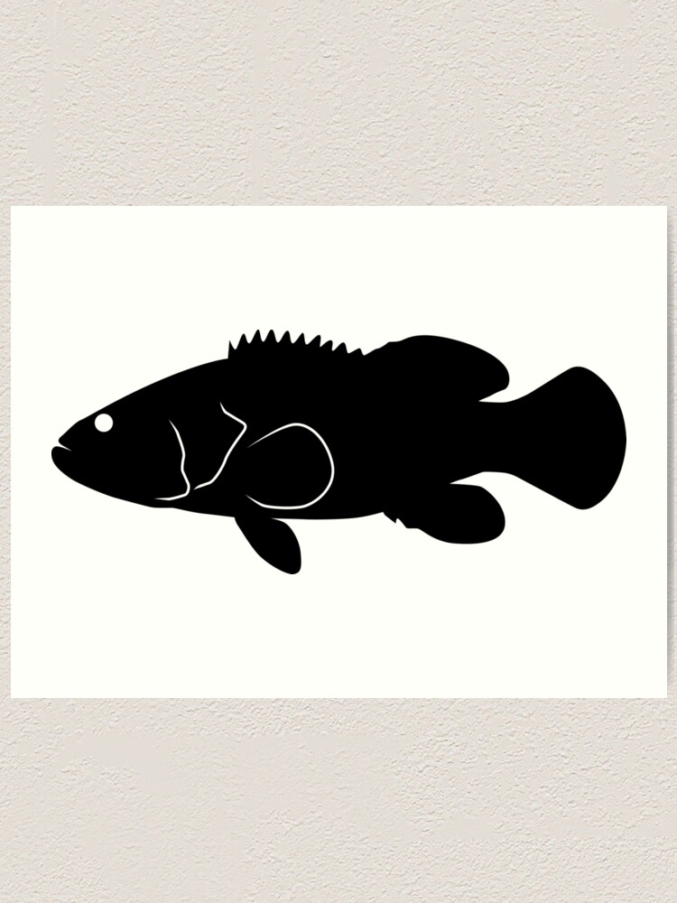 "Goliath Grouper Fish Silhouette (Black)" Art Print for Sale by ...