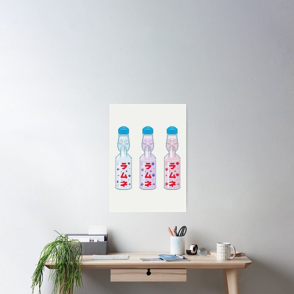 "Pixel Ramune, Grape and Strawberry Soda - (ラムネ)" Poster by Latannia ...