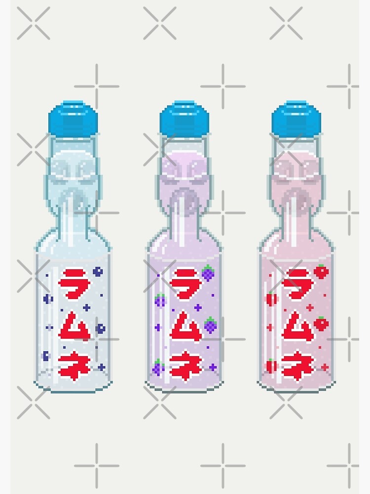 "Pixel Ramune, Grape and Strawberry Soda - (ラムネ)" Poster by Latannia ...