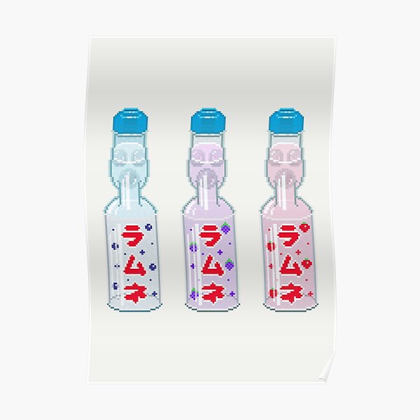 "Pixel Ramune, Grape and Strawberry Soda - (ラムネ)" Poster by Latannia ...