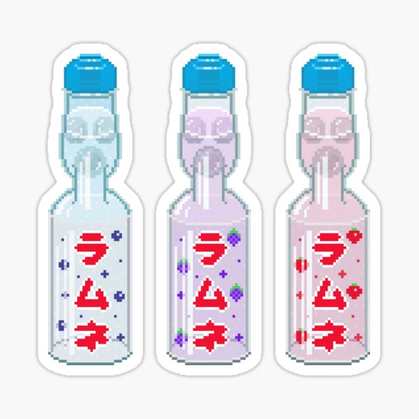 "Pixel Ramune, Grape and Strawberry Soda - (ラムネ)" Sticker by Latannia ...
