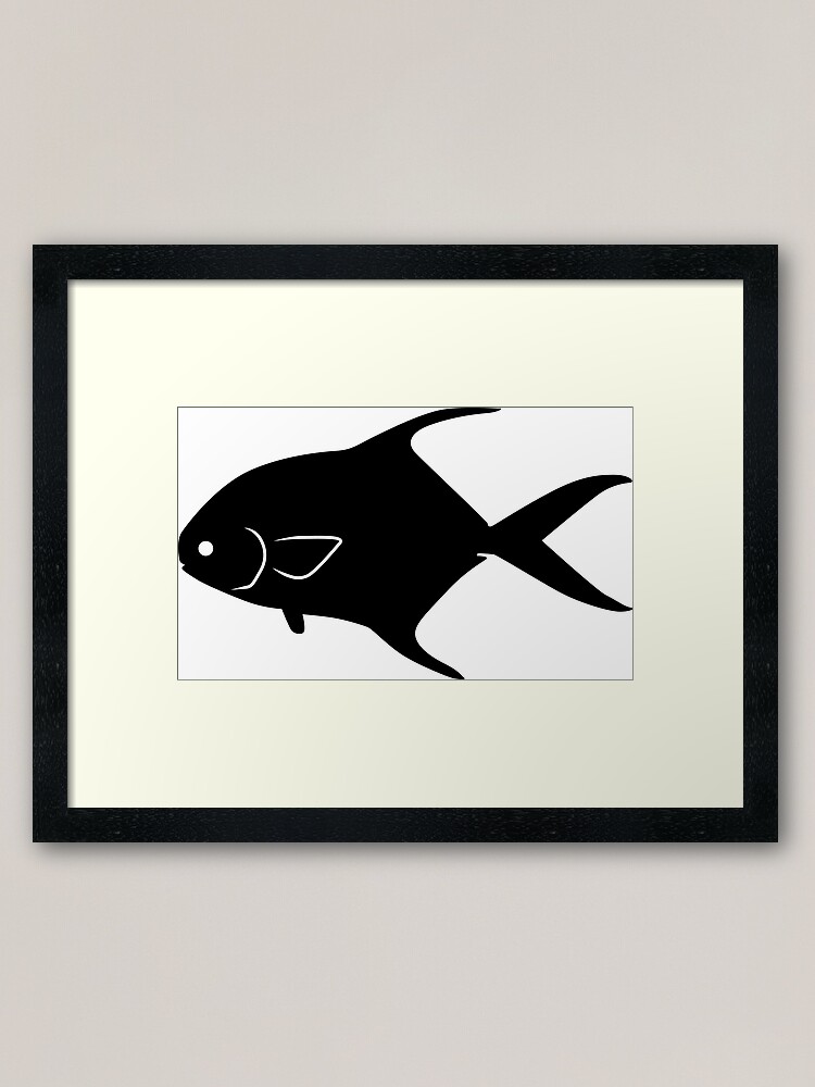 "Permit Fish Silhouette (Black)" Framed Art Print by SandpiperDesign ...