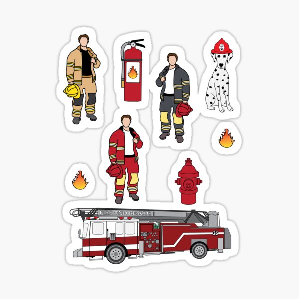 "Fireman, Fire Truck, Fire Fighter" Sticker by PLLDesigns | Redbubble