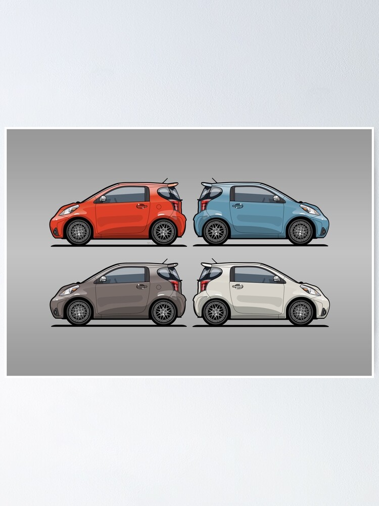 "Four Toyota Scion iQ Micro Cars" Poster for Sale by monkeycom | Redbubble