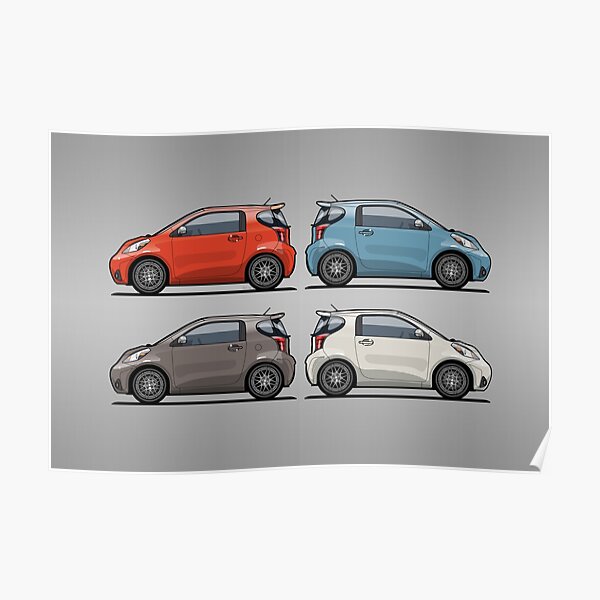 "Four Toyota Scion iQ Micro Cars" Poster for Sale by monkeycom | Redbubble