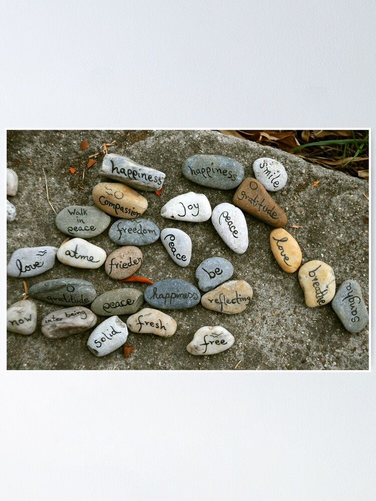 "Peace messages on pebbles" Poster by cathames | Redbubble
