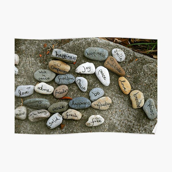 "Peace messages on pebbles" Poster by cathames | Redbubble