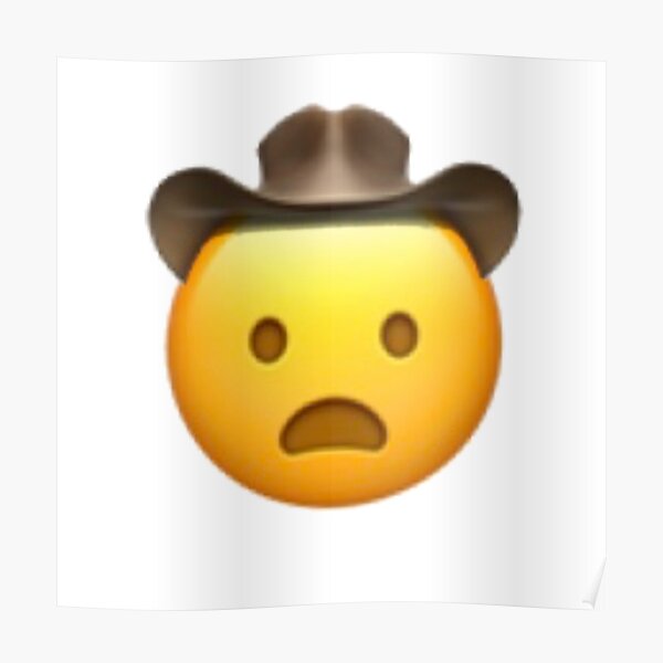 "Shocked Cowboy Emoji" Poster by ineedfundspls | Redbubble