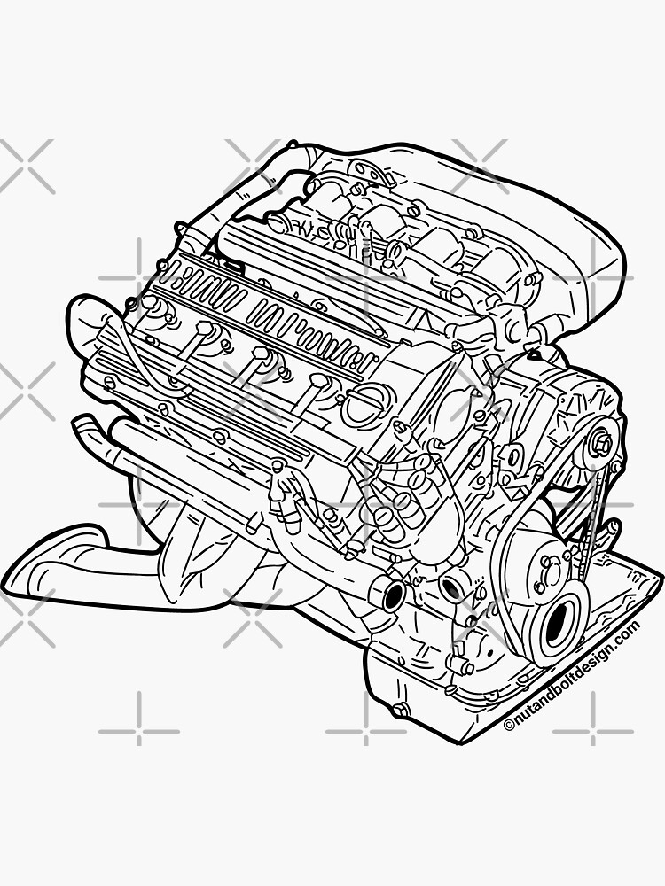 "E30 M3 S14 Engine" Sticker for Sale by nutandbolt | Redbubble