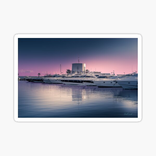 "An Atmospheric Photograph of a typical Spanish marina" Sticker for ...