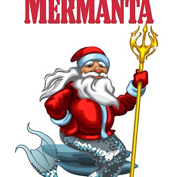 "Mermanta Christmas Merman Santa Mermaid Funny " Greeting Card for Sale ...