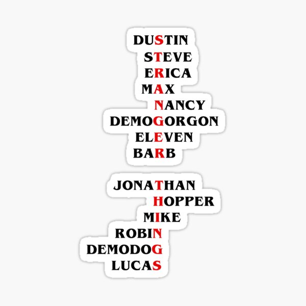 "STRANGER THINGS - Names" Sticker by claudiamonte | Redbubble