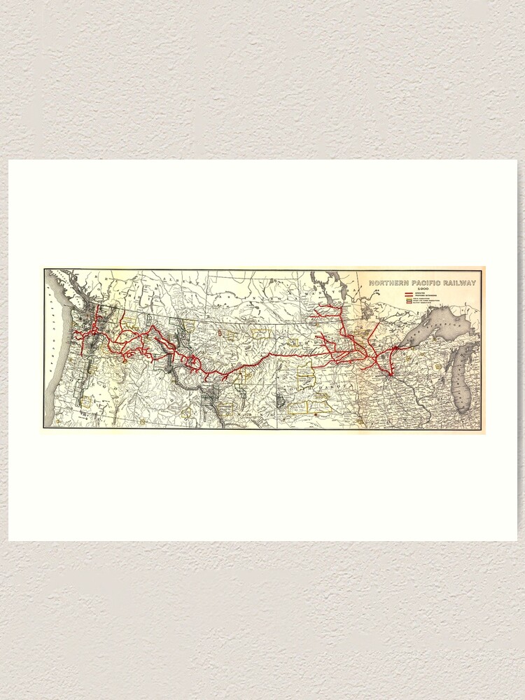 "NORTHERN PACIFIC RAILWAY MAP 1900" Art Print for Sale by Daniel ...