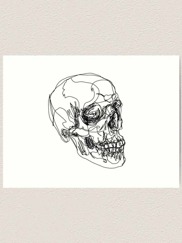 "Single Line Skull | Single Line Linework Illustration" Art Print by ...