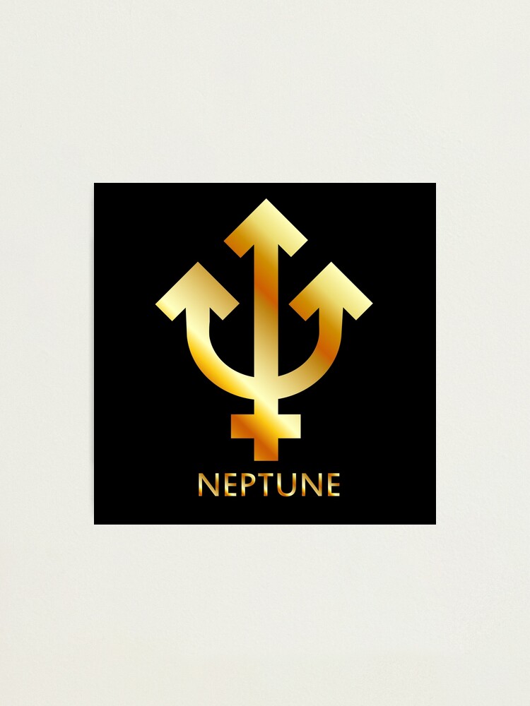 Lámina fotográfica «Zodiaco y símbolo astrológico del planeta Neptuno ...