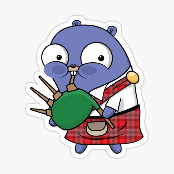 "The Go Gopher: Famous Scottish Bagpipe Music (White)" Sticker for Sale ...