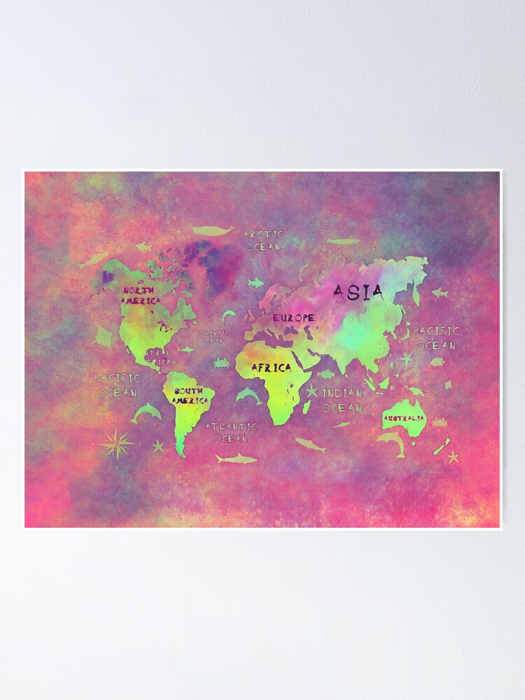 Póster «mapa del mundo 50 rosa # mapa # mapa del mundo» de JBJart ...