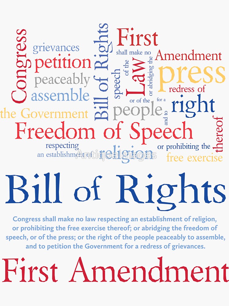 "First Amendment American Freedom USA" Sticker by AntiqueImages | Redbubble
