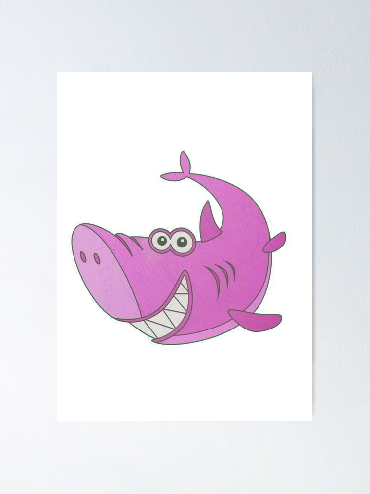 Poster « Grand requin rose de bande dessinée », par martinspixs | Redbubble