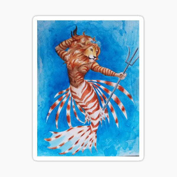 "Lionfish Merman" Sticker for Sale by JurassicParkans | Redbubble